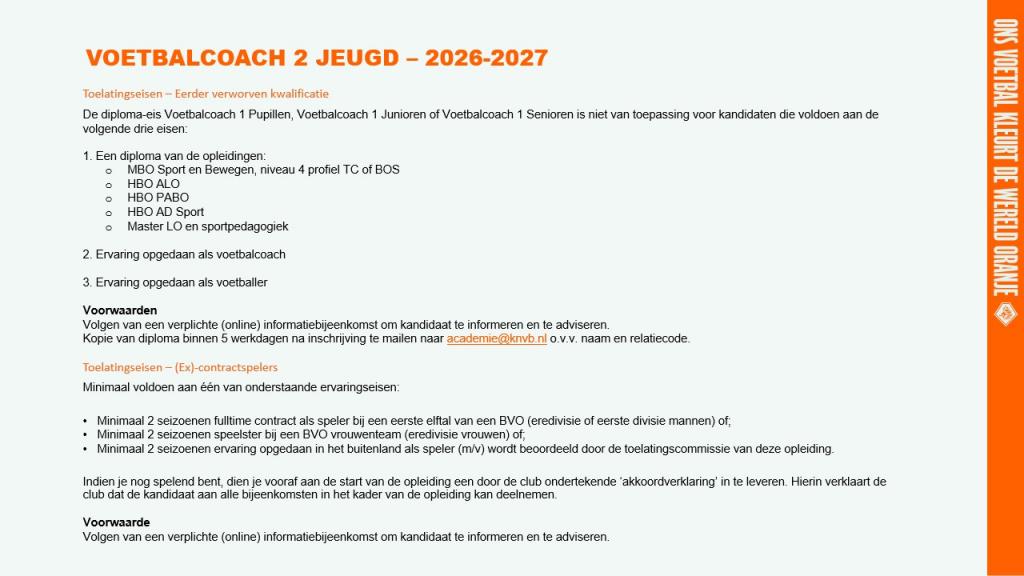 Voetbalcoach 2 Jeugd op een onderwijsinstelling | KNVB