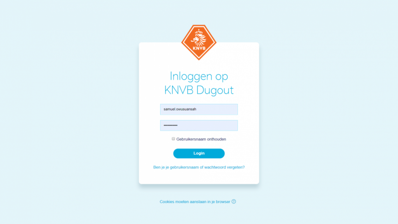 Inloggen op Dugout | KNVB