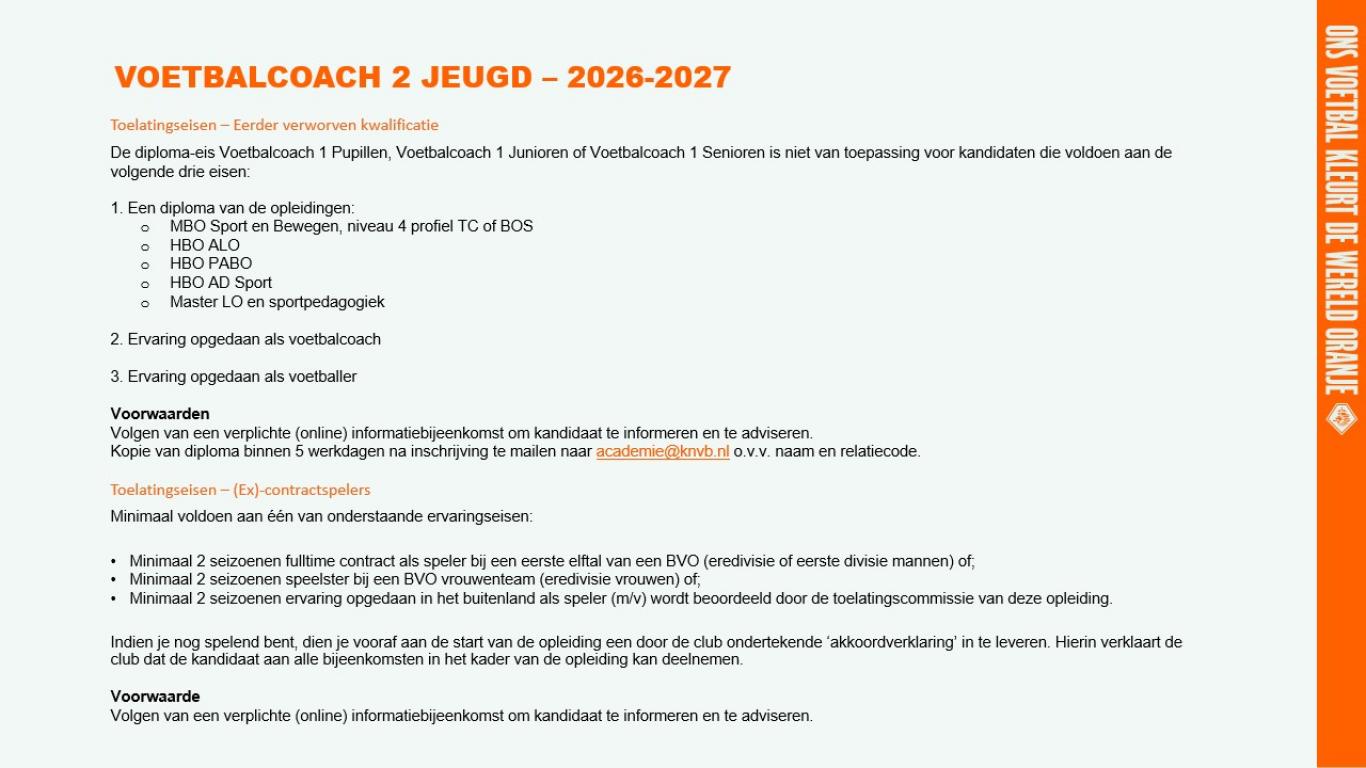 Voetbalcoach 2 Jeugd op een onderwijsinstelling | KNVB