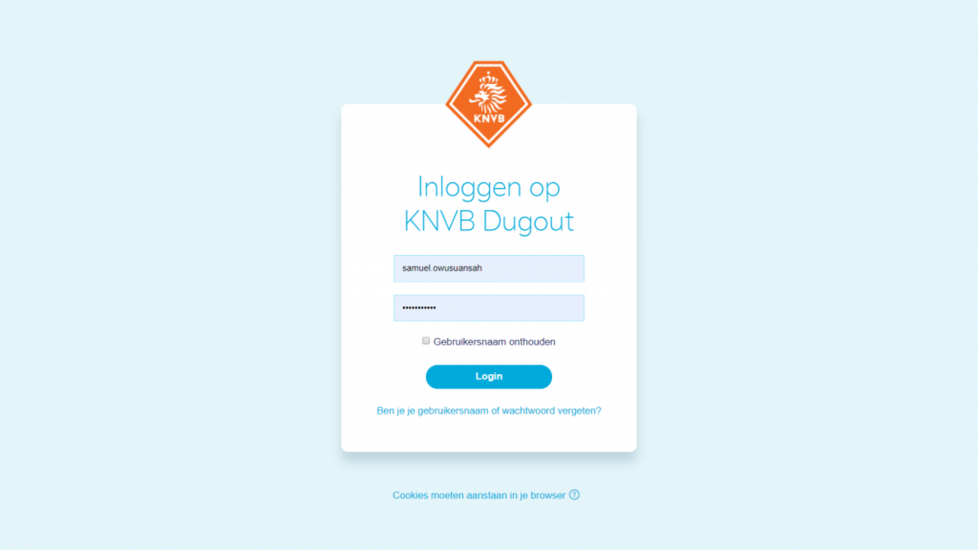 Inloggen op Dugout | KNVB