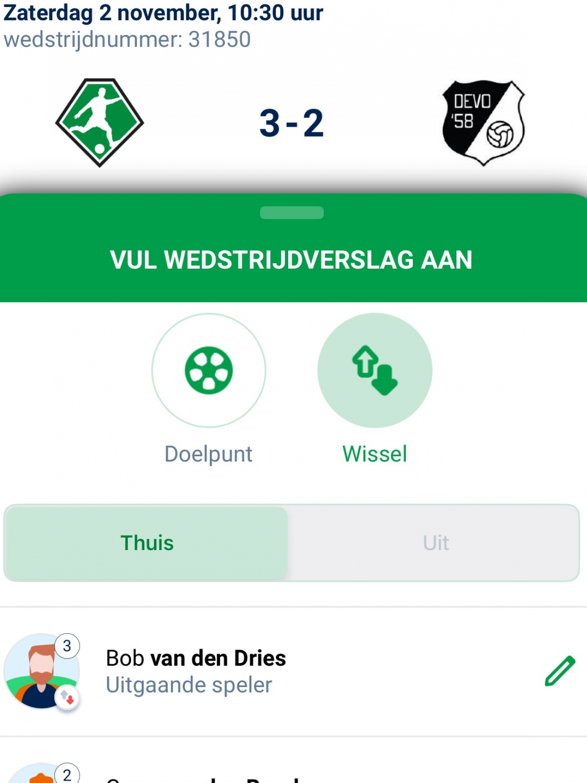 De wedstrijdstatistieken aanvullen | Voetbal.nl